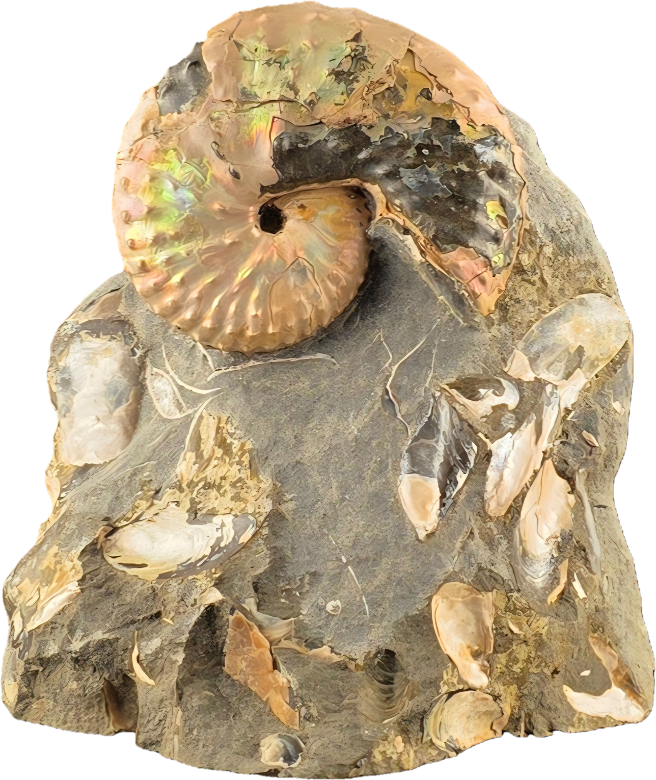 Discoscaphites conradi adorned with Oysters